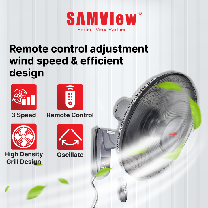 SAMView Wall Fan 16″ & Remote Control – Samview Malaysia