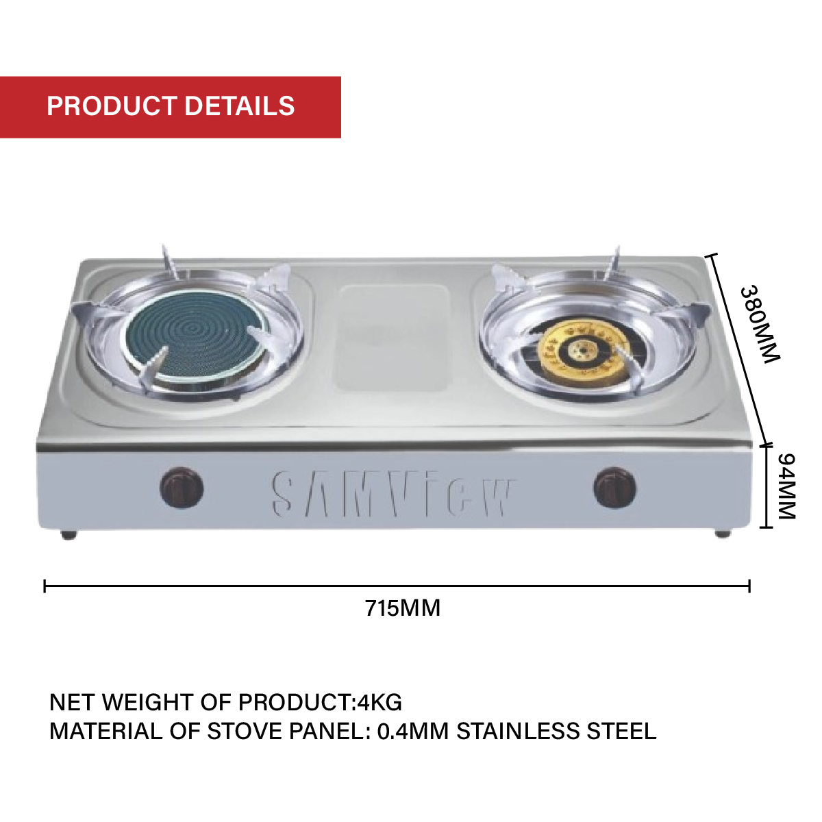 Samview Hybrid Tabletop Stove with Infrared Cooker & Gas Cooker Cast Iron – Samview Malaysia
